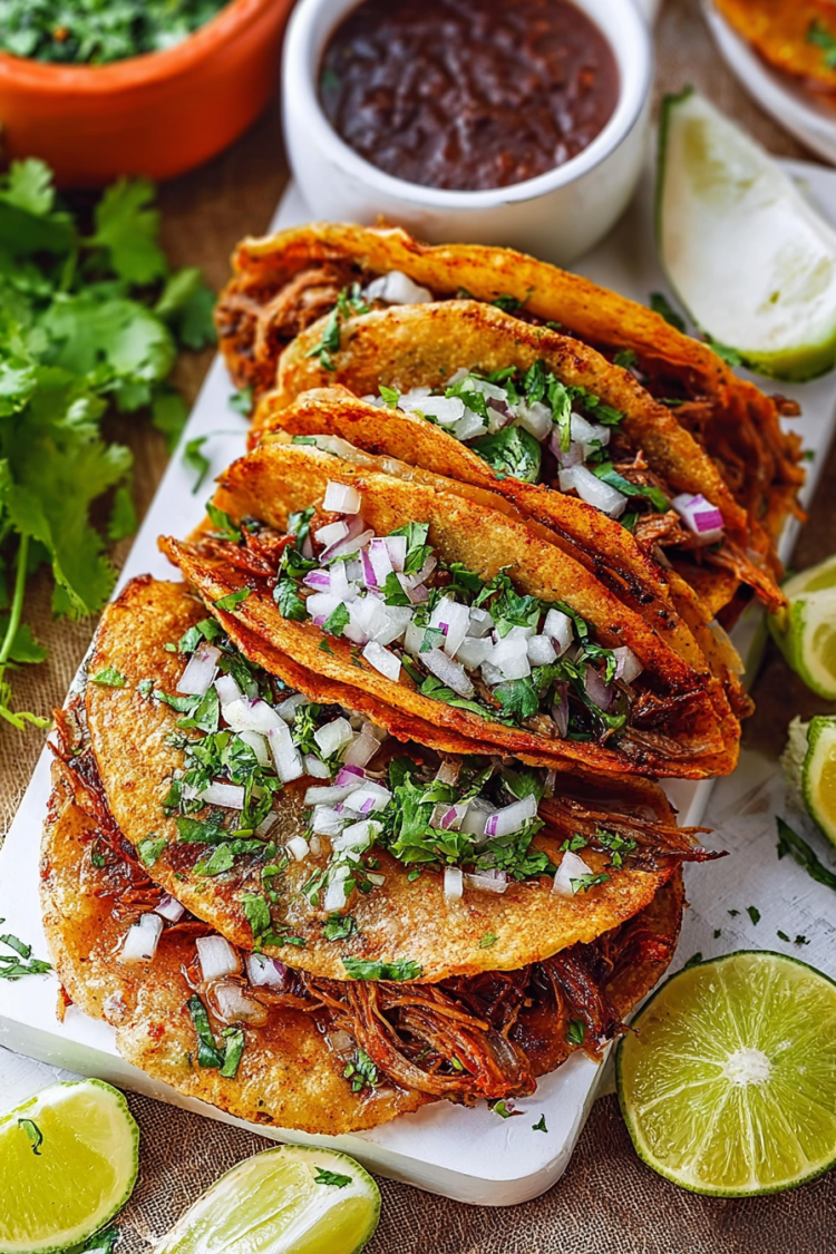 Slow Cooker Birria Tacos Recipe - Easy Shredded Beef - Tasty Home Cooks