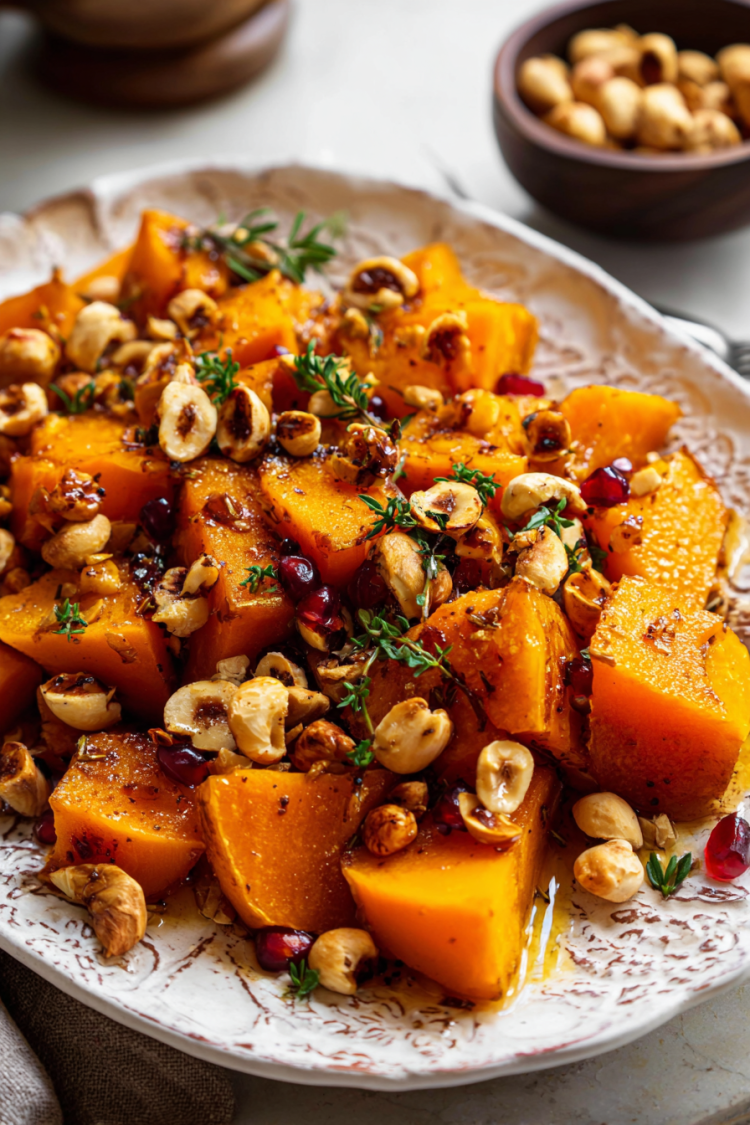 Roasted Butternut Squash with Brown Butter Hazelnuts - Tasty Home Cooks