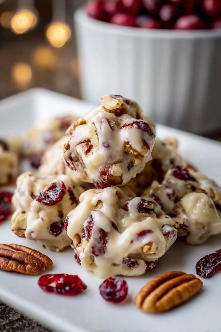 White Chocolate Cranberry Pecan Clusters Recipe - Tasty Home Cooks